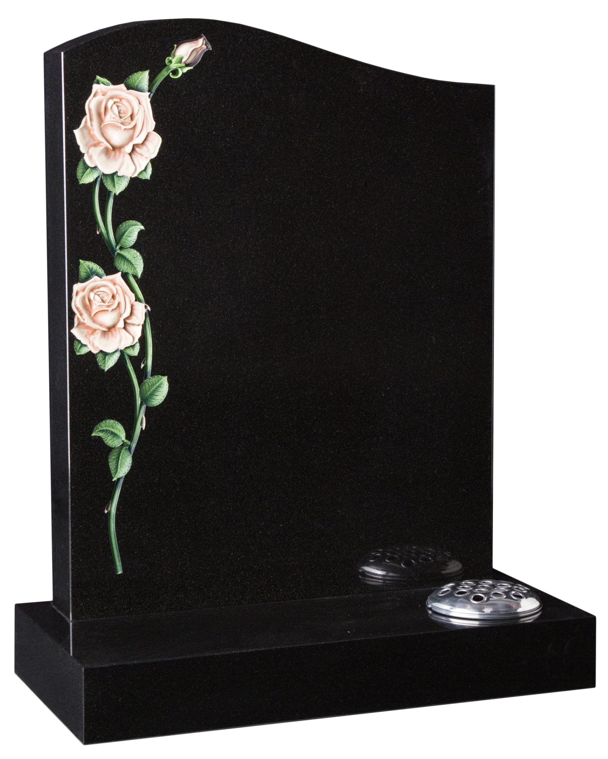 Granite headstone with painted rose design (WG47) – Oxfordshire Memorials