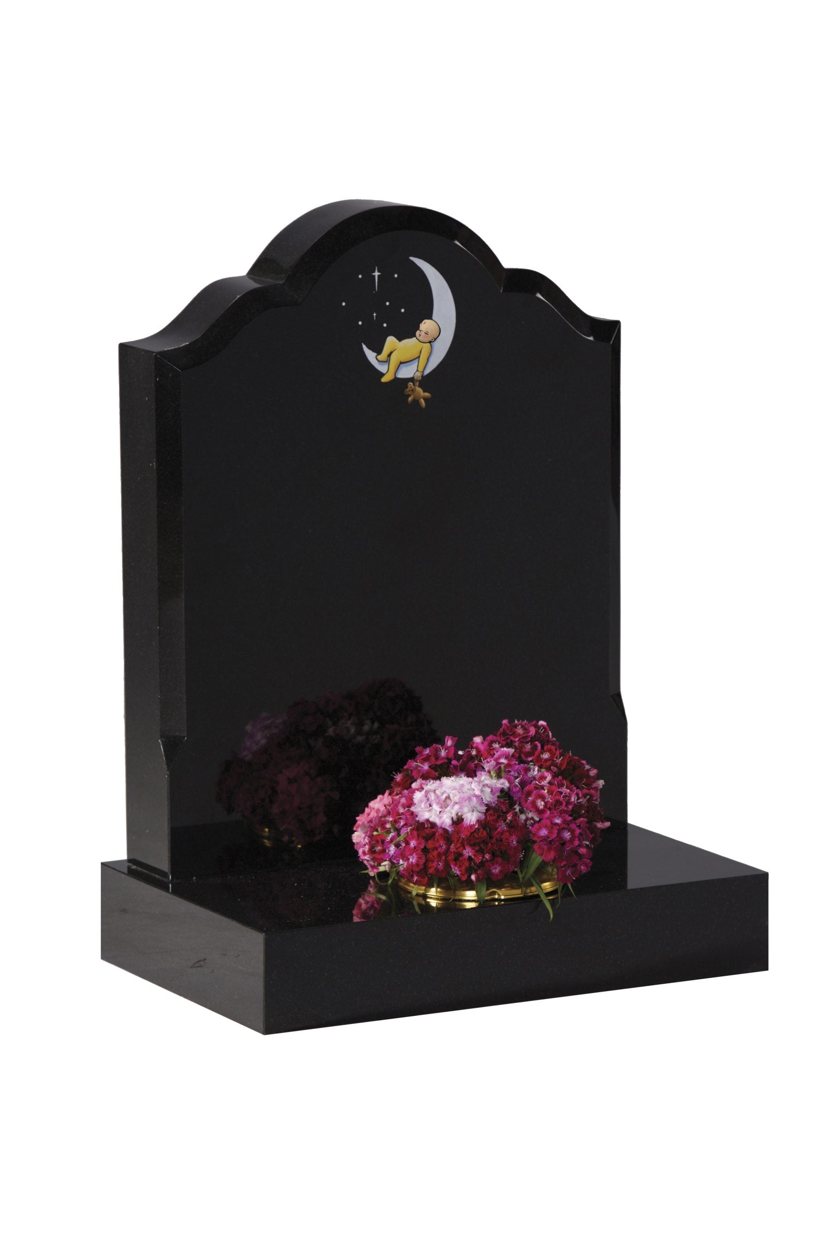 Classic Granite headstone with moon detail (WG232) – Oxfordshire Memorials