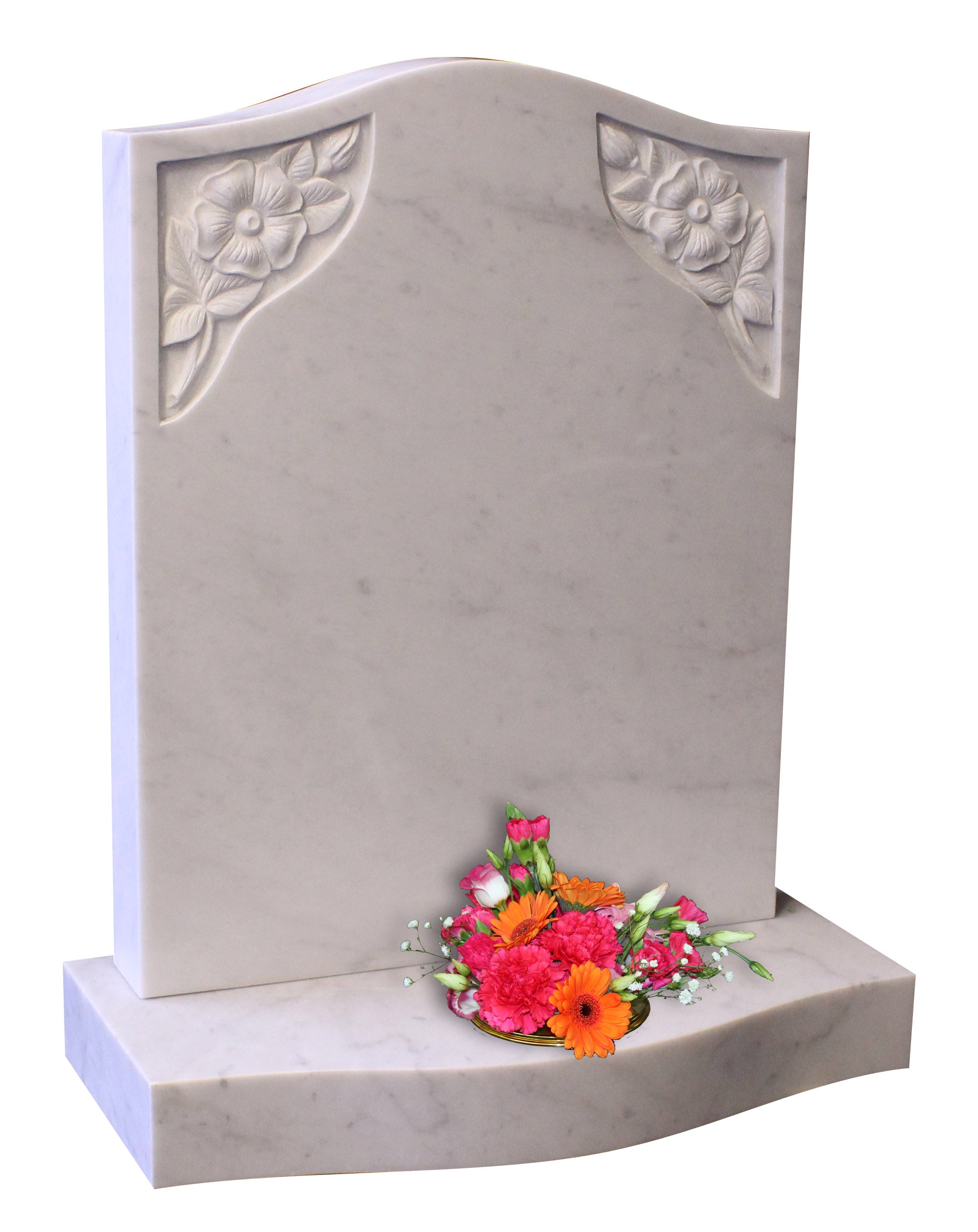 Carrara Marble Flower Gravestone (ET110) – Oxfordshire Memorials
