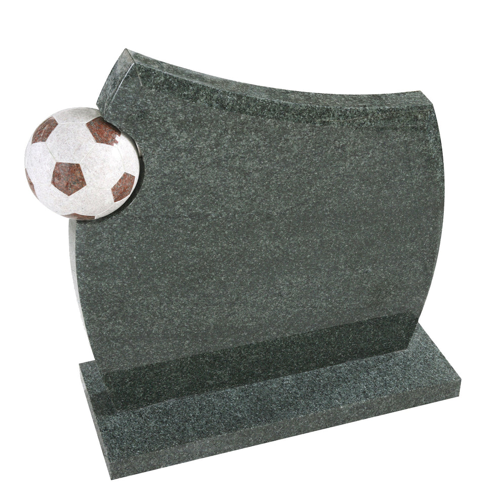 Coral Green Granite Football Headstone (ET126) – Oxfordshire Memorials