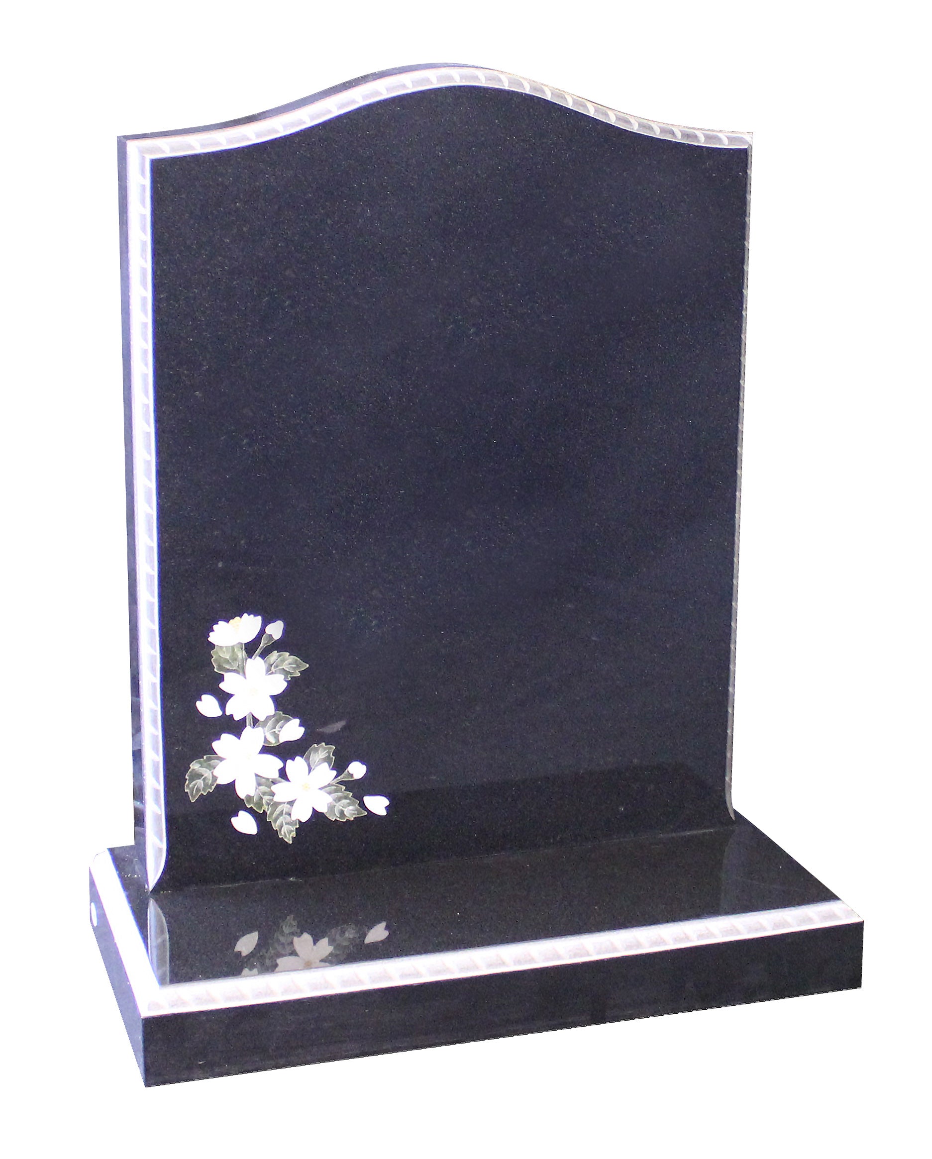 Rope Edge Headstone With Flower Design (ET29) – Oxfordshire Memorials